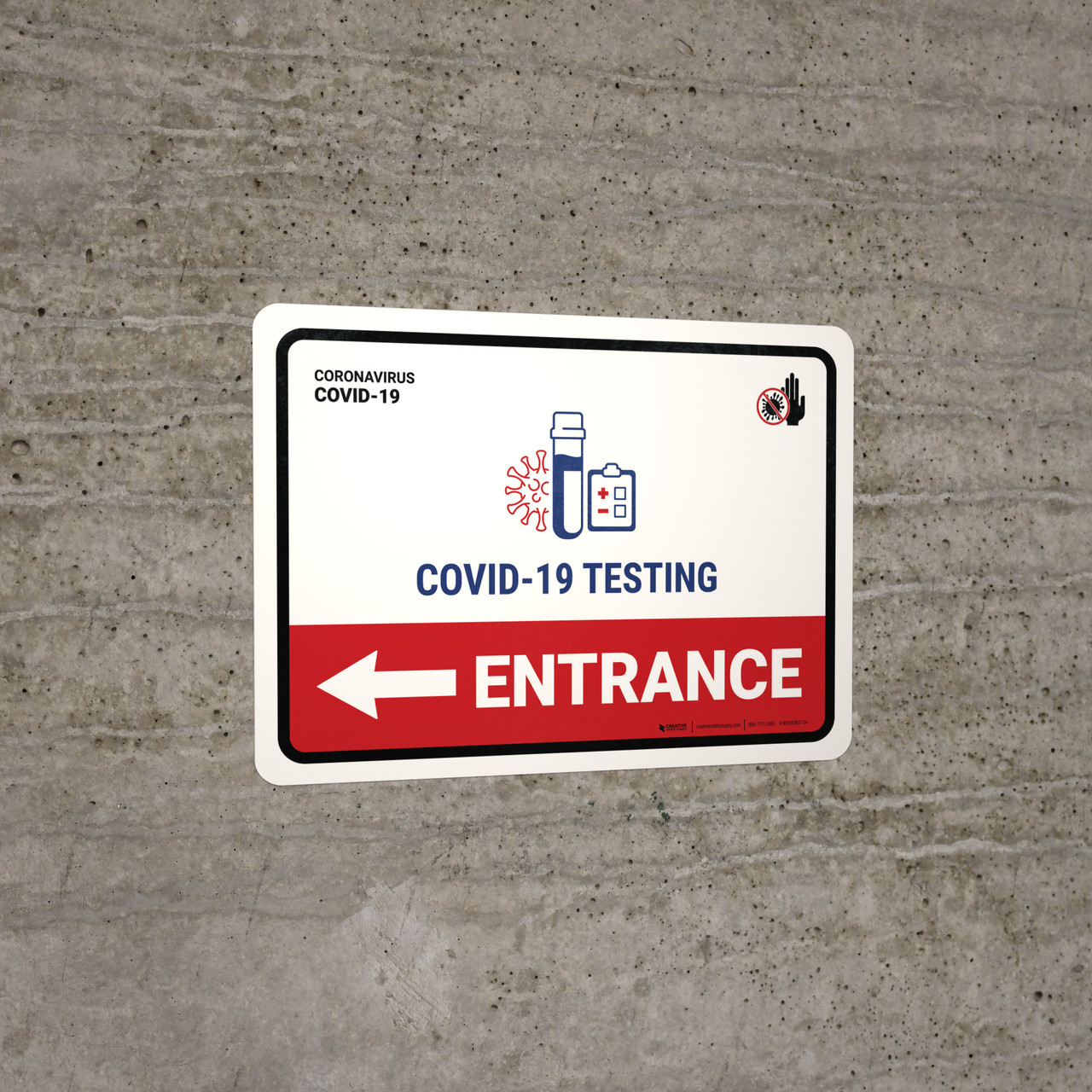 Covid-19 Testing Entrance With Icon Left Arrow Landscape - Wall Sign ...