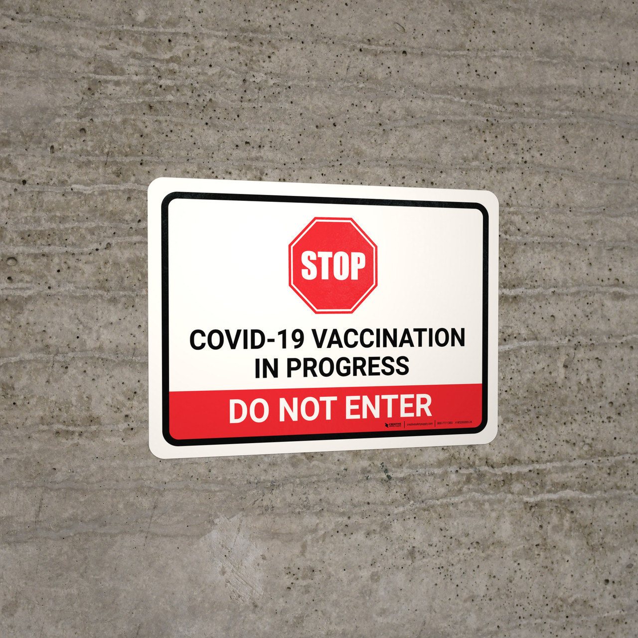 Stop Covid-19 Vaccination In Progress Landscape - Wall Sign | Creative ...