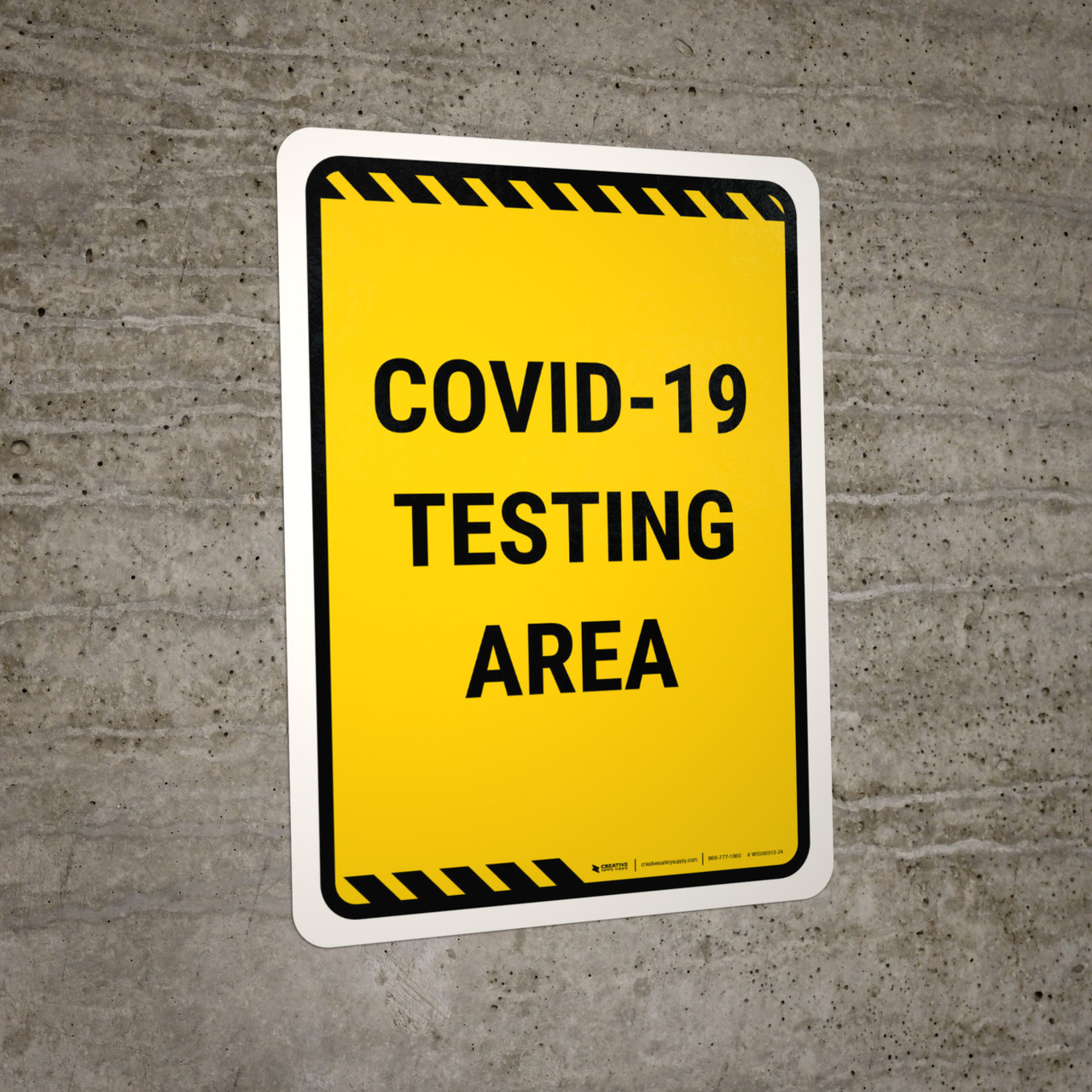 Covid-19 Testing Area Yellow Portrait - Wall Sign