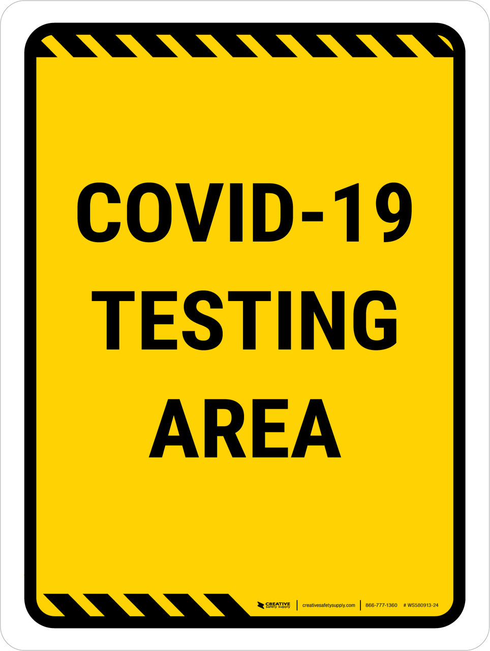 Covid-19 Testing Area Yellow Portrait - Wall Sign
