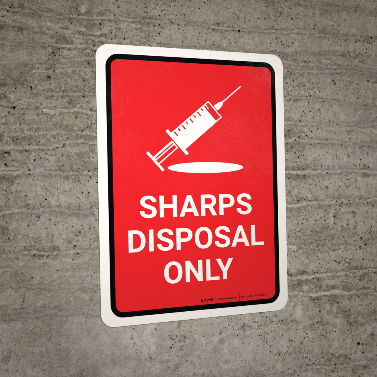 Sharps Disposal Only Red Portrait - Wall Sign