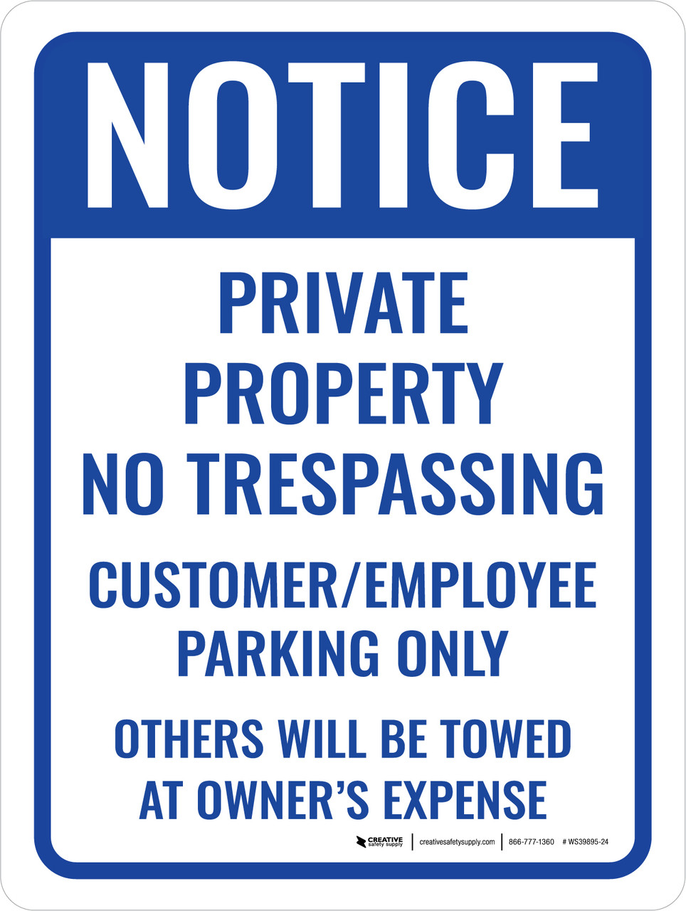 Customer Employee Parking Only Portrait - Wall Sign