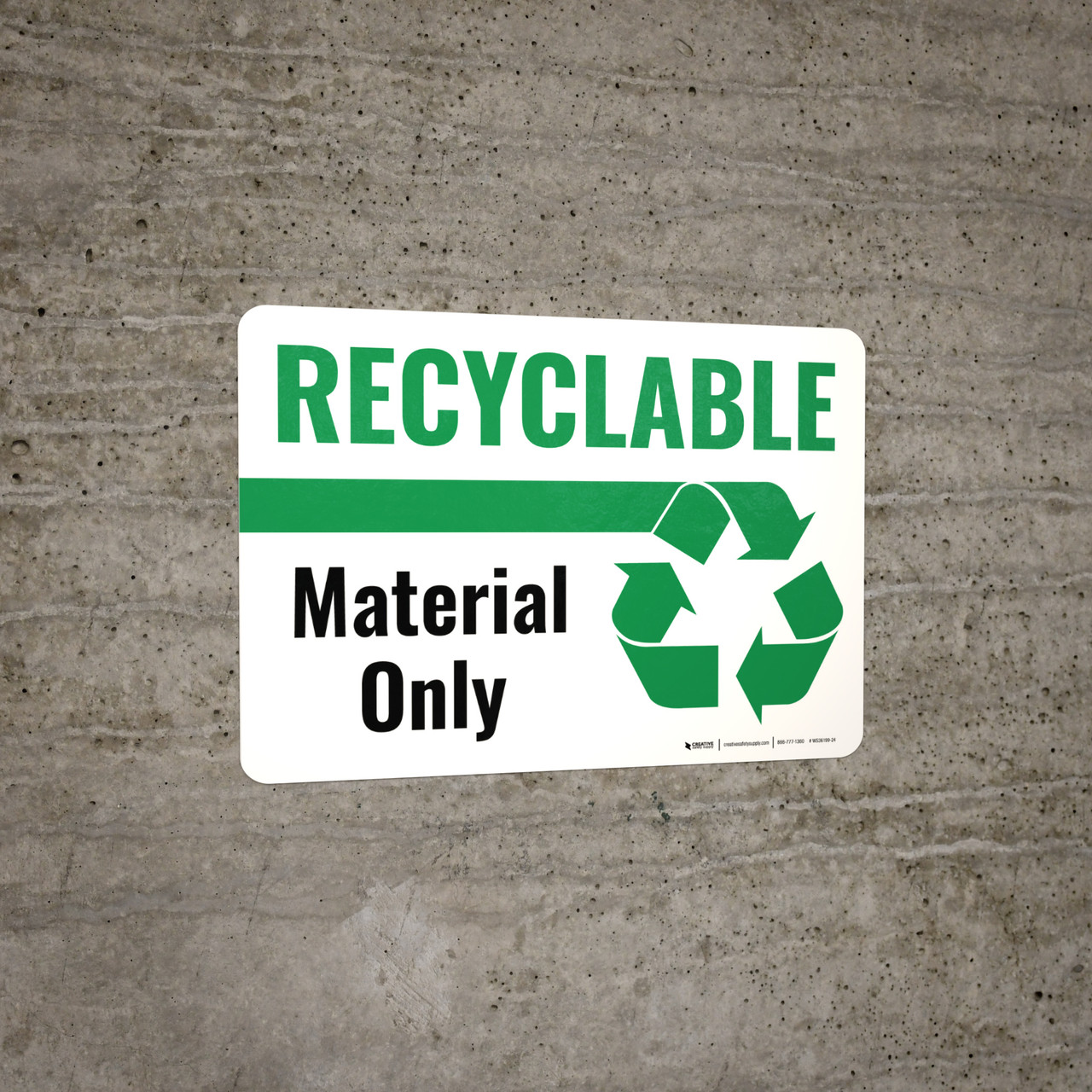 Recyclable Material Only Green with Icon Landscape - Wall Sign