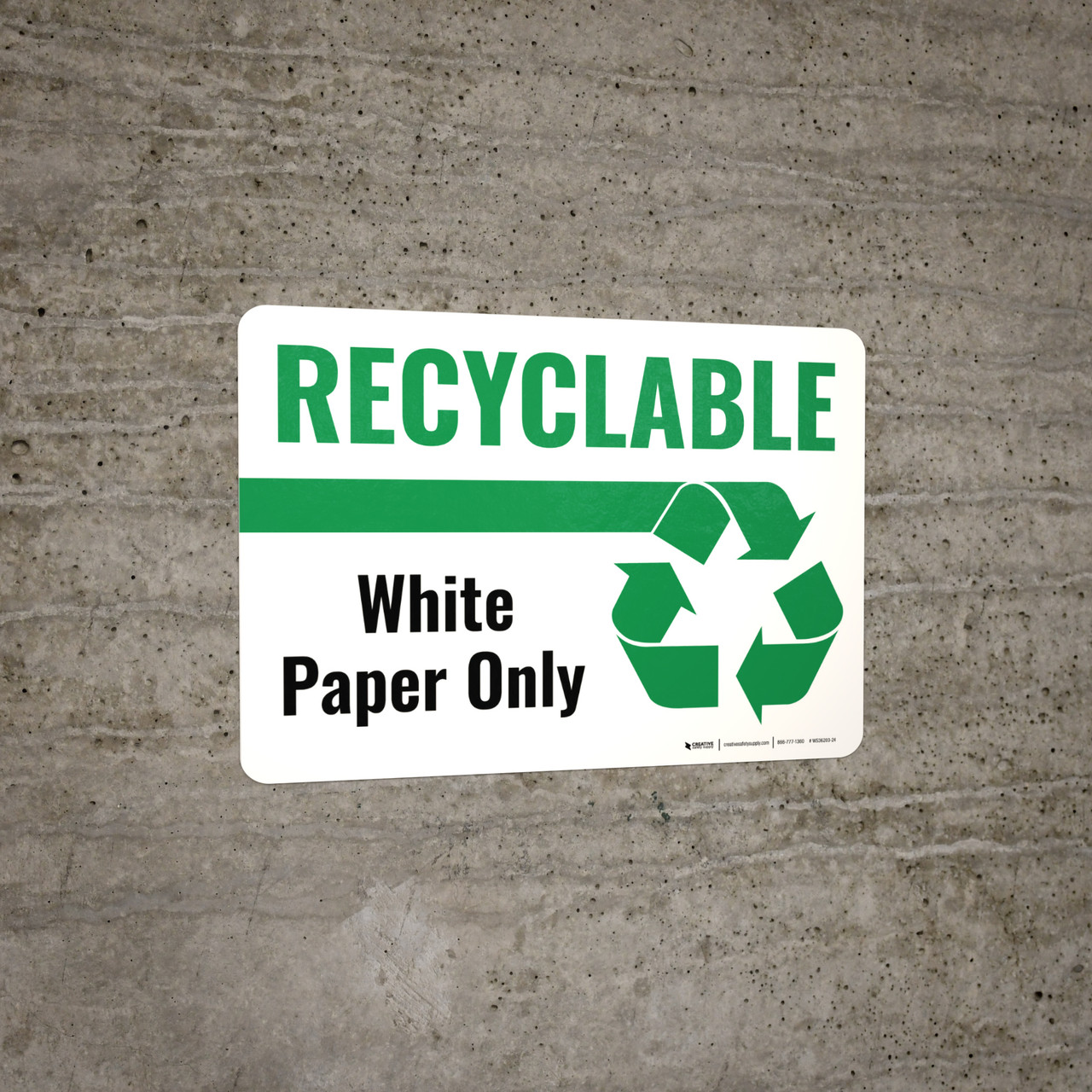 Recyclable White Paper Only Green with Icon Landscape - Wall Sign ...