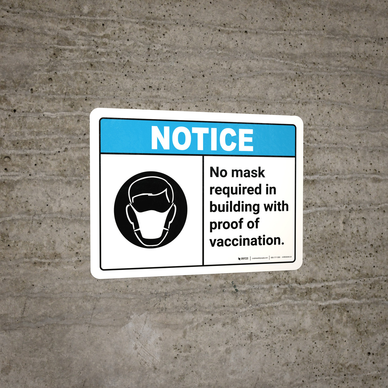Notice No Mask Required In Building With Proof Of Vaccination ANSI ...
