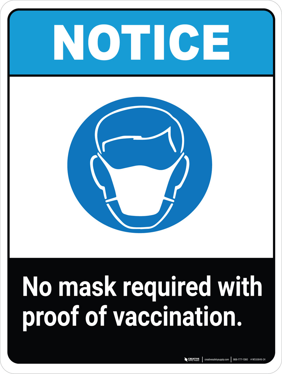 Notice No Mask Required In Building With Proof Of Vaccination ANSI ...