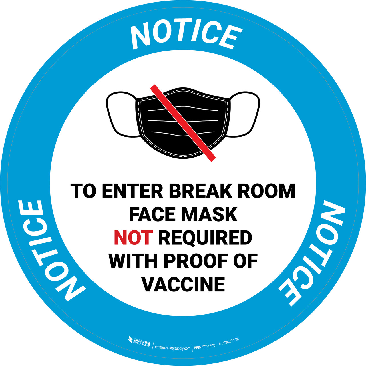 Notice Circular - To Enter Break Room Face Mask Not Required with Proof ...