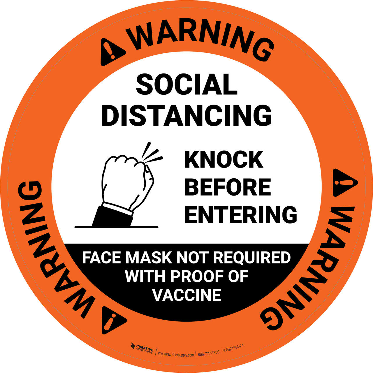 Warning Circular - Social Distancing Knock Before Entering with Icon ...
