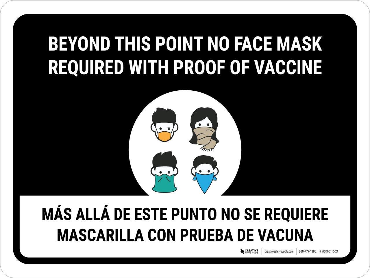 No Face Mask Required Beyond This Point with Icon Bilingual Black ...