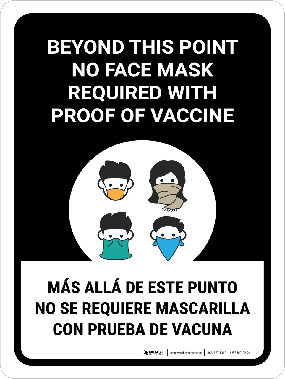 No Face Mask Required Beyond This Point with Icon Bilingual Spanish ...