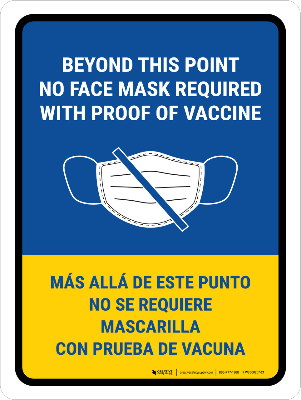 No Face Mask Required Beyond This Point with Icon Bilingual Spanish ...