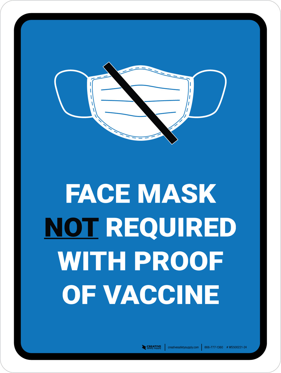 Face Mask Not Required with Proof of Vaccine with Icon Blue Portrait ...