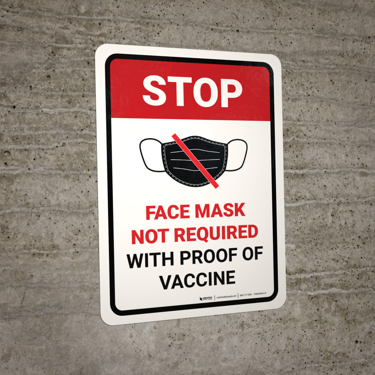 Stop: Face Mask Not Required with Proof of Vaccine with Icon Portrait ...