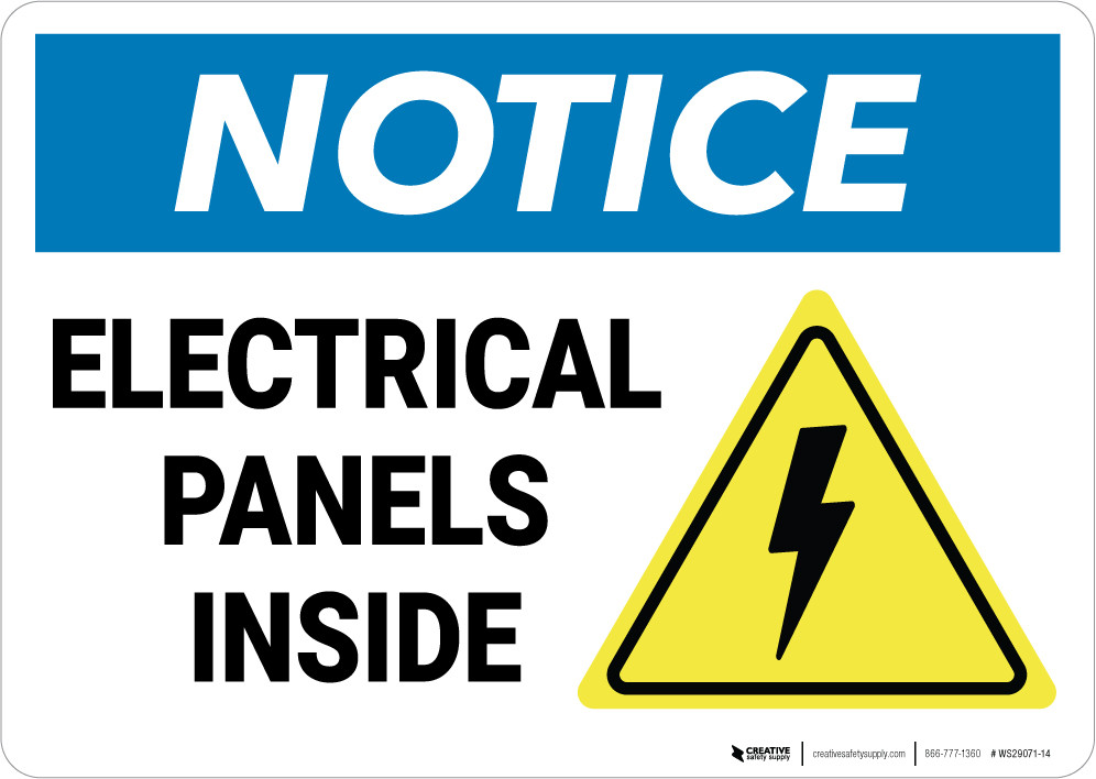 Notice: Electrical Panels Inside With Graphic - Wall Sign | Creative ...