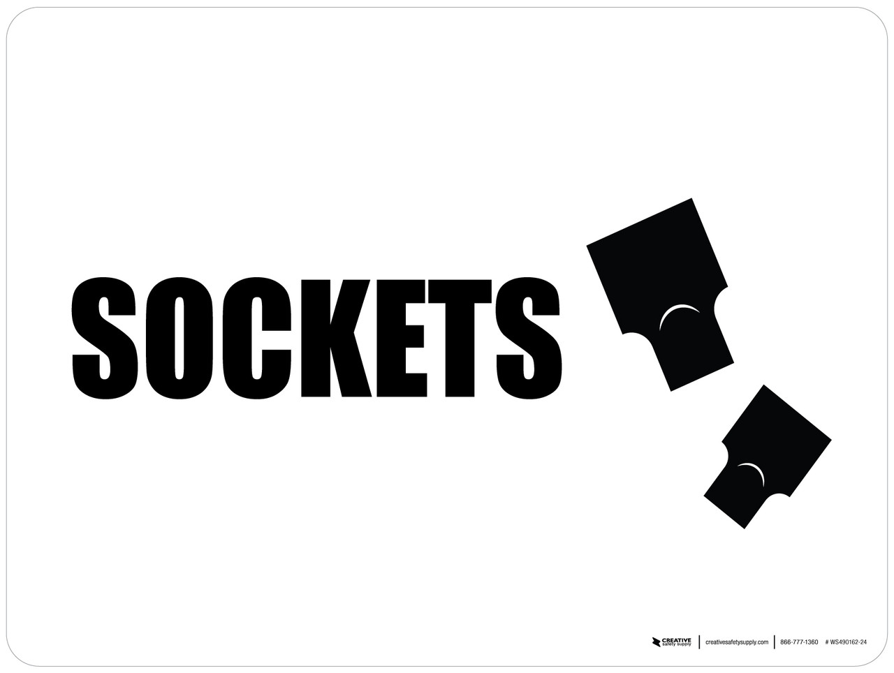 Sockets with Icon Landscape - Wall Sign | Creative Safety Supply