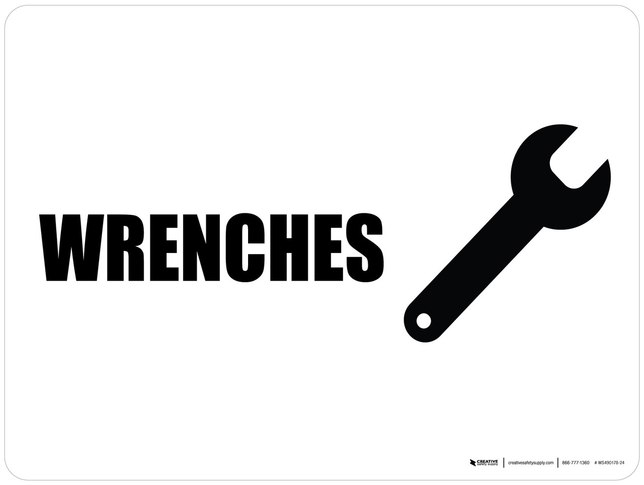 Wrenches with Icon Landscape - Wall Sign | Creative Safety Supply