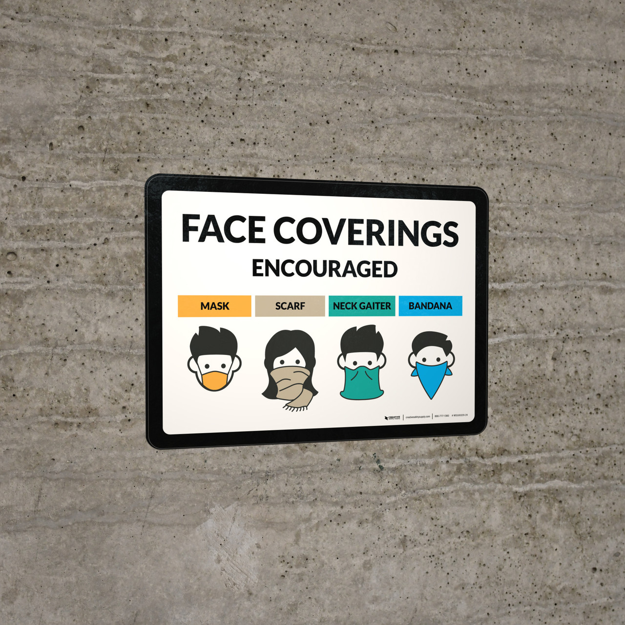 Face Coverings Encouraged Mask Scarf Neck Gaiter Bandana Icons - Wall Sign