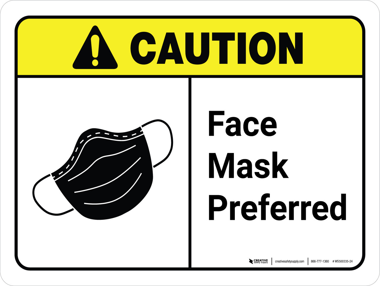 Face Mask Preferred With Icon - Wall Sign