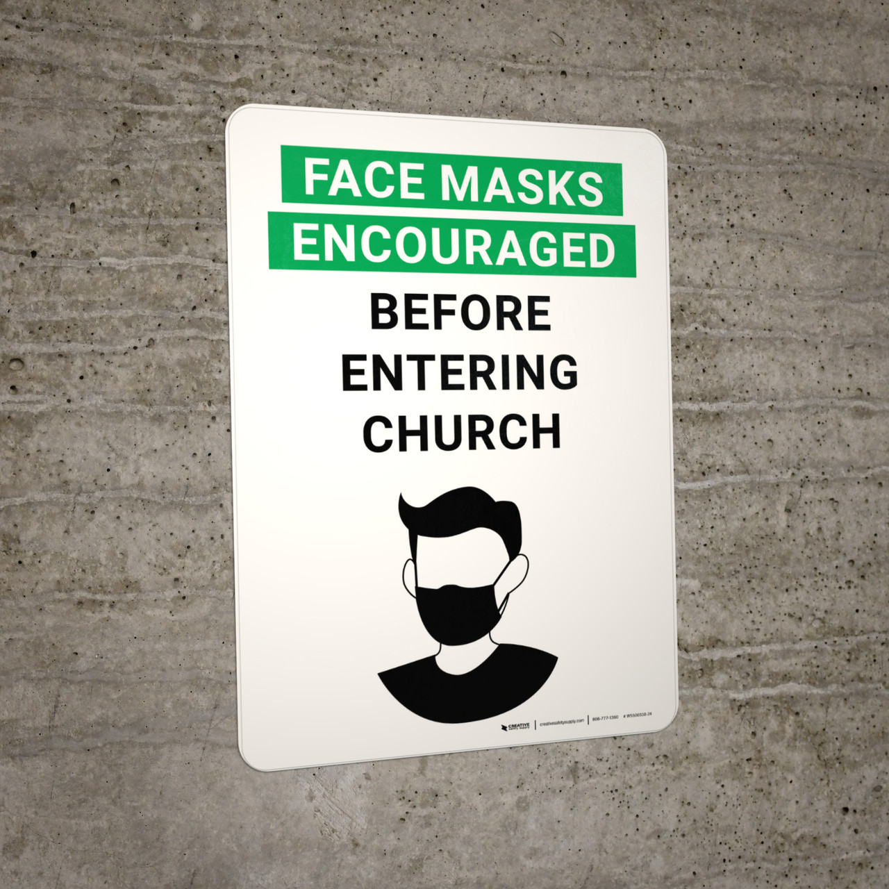 Face Masks Encouraged Before Entering Church With Icon - Wall Sign ...
