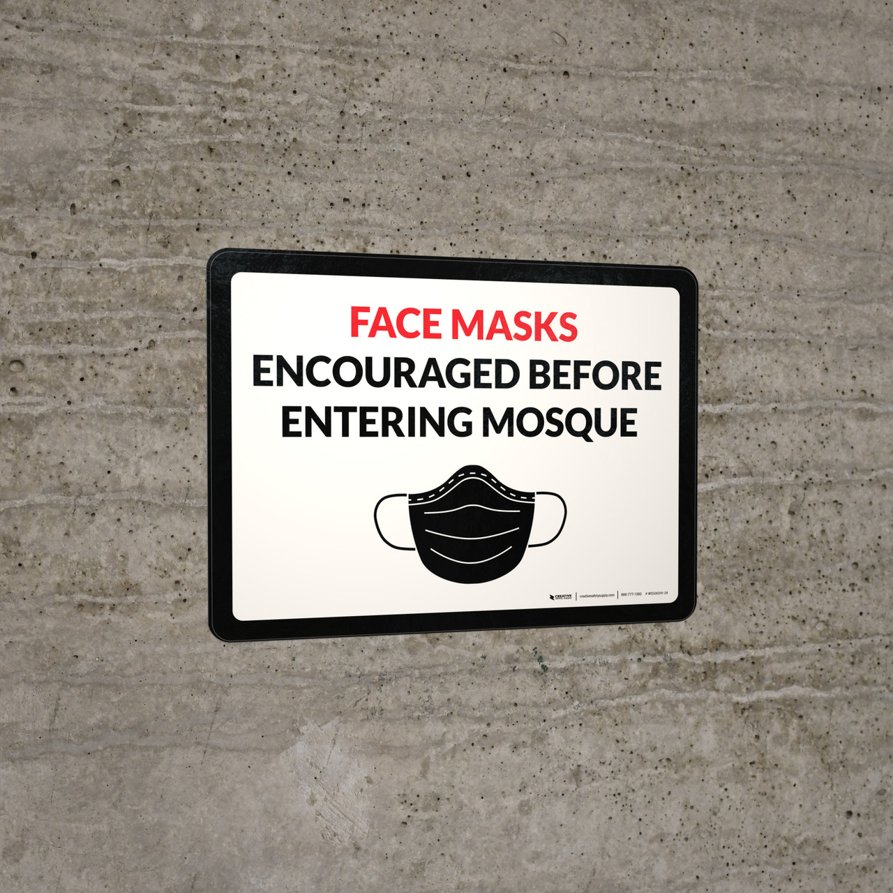 Face Masks Encouraged Before Entering Mosque - Wall Sign | Creative ...
