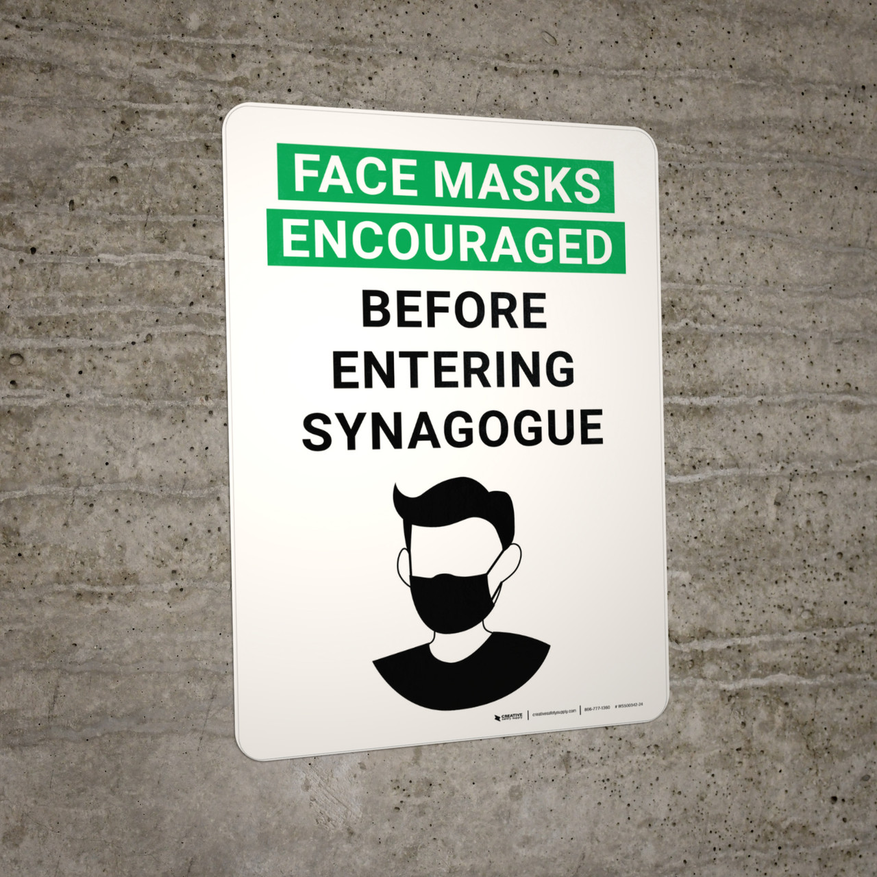 Face Masks Encouraged Before Entering Synagogue With Icon - Wall Sign ...