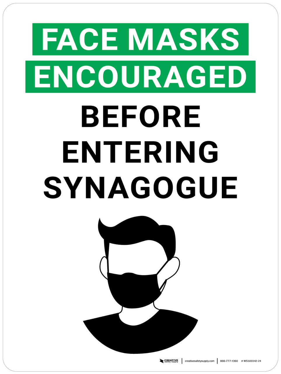 Face Masks Encouraged Before Entering Synagogue With Icon - Wall Sign ...