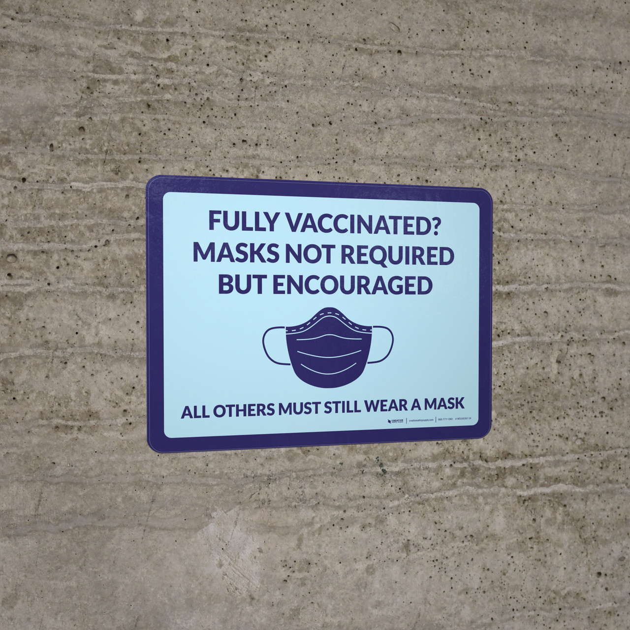 Fully Vaccinated? Masks Not Required But Encouraged Landscape with Icon ...