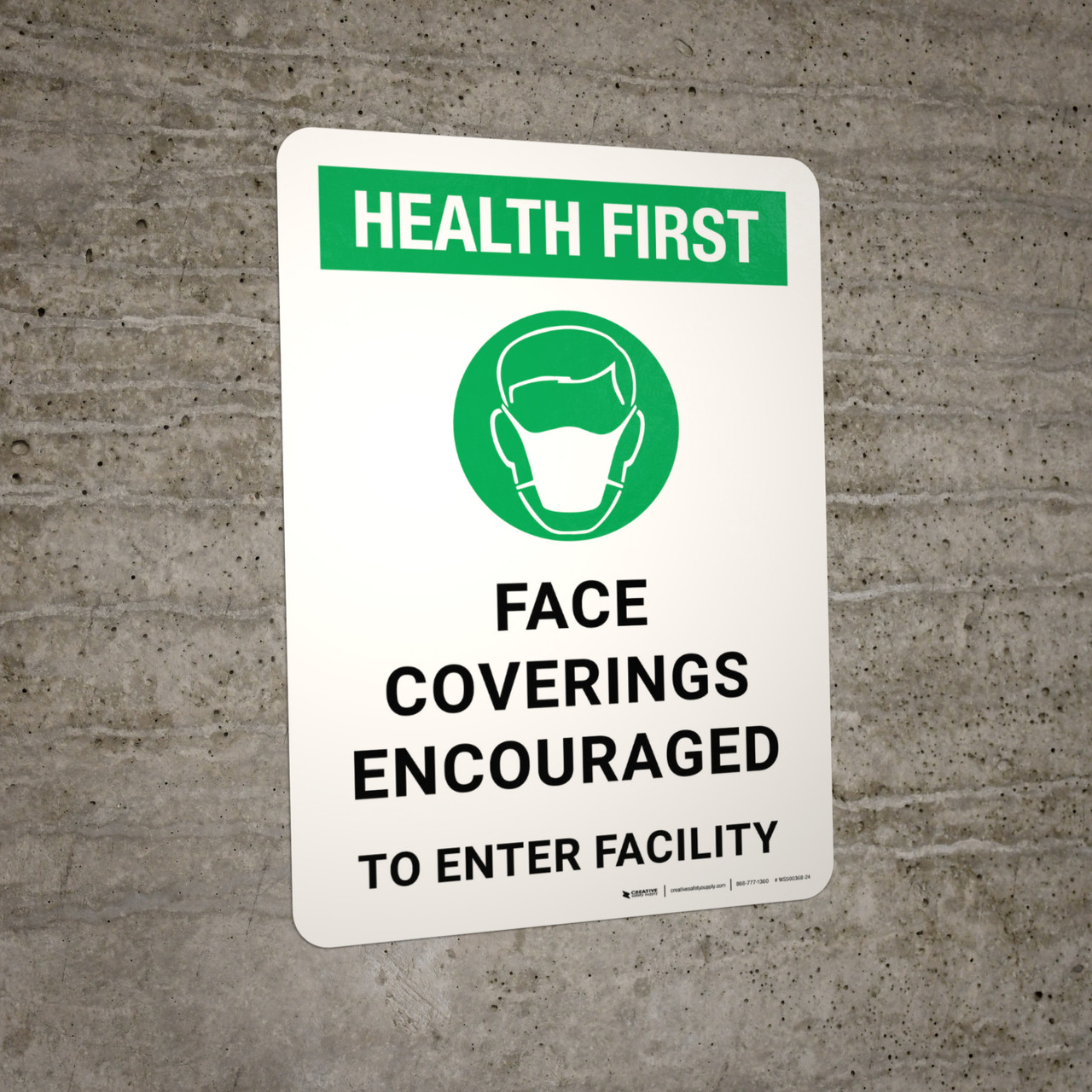 Health First: Face Coverings Encouraged To Enter Facility Portrait With ...