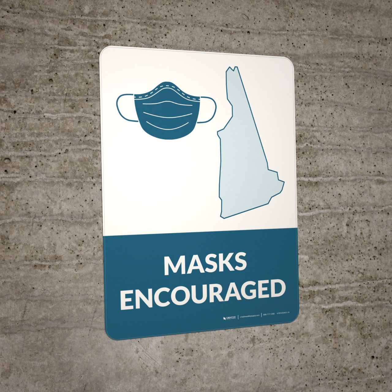 Masks Encouraged Hampshire State Outline - Wall Sign