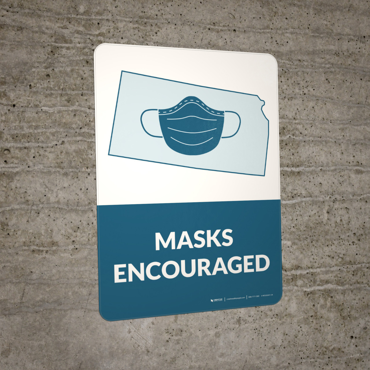Masks Encouraged Kansas State Outline - Wall Sign