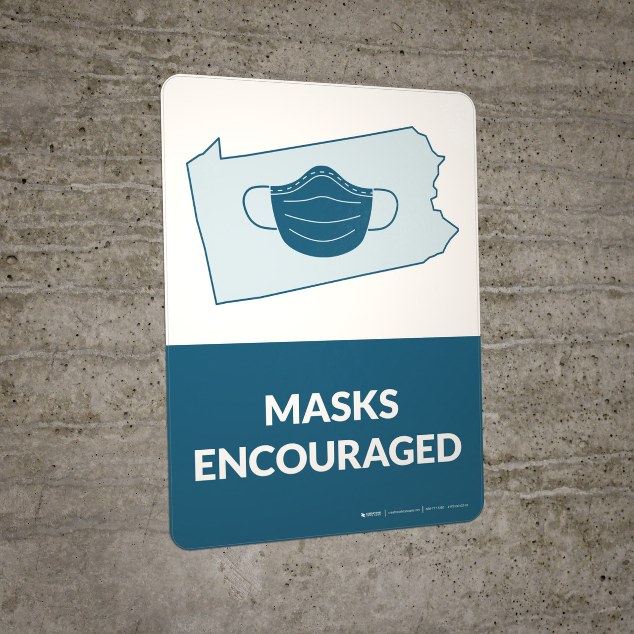 Masks Encouraged Pennsylvania State Outline - Wall Sign