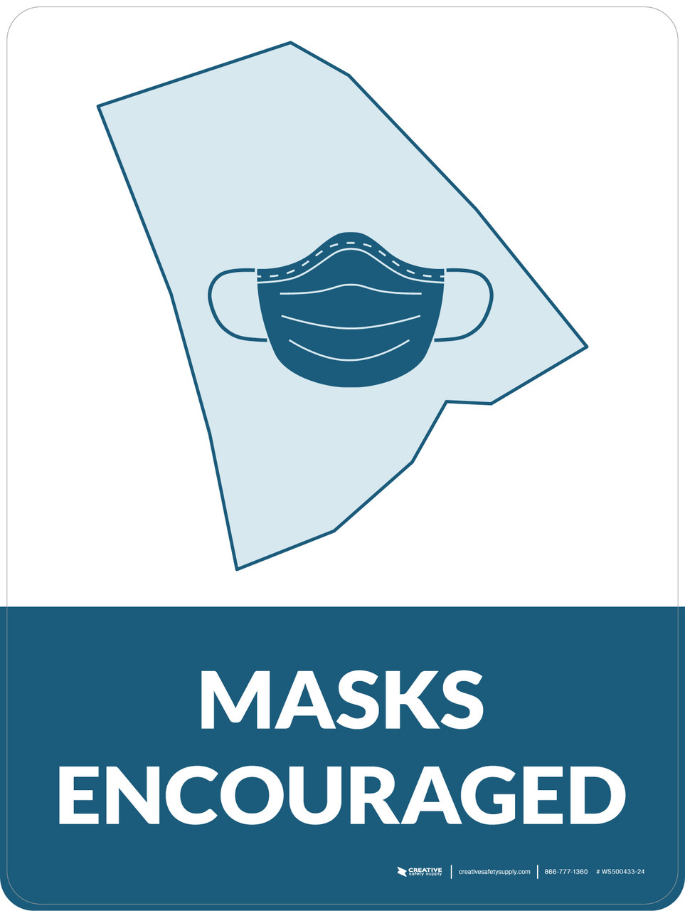 Masks Encouraged Rhode Island State Outline - Wall Sign