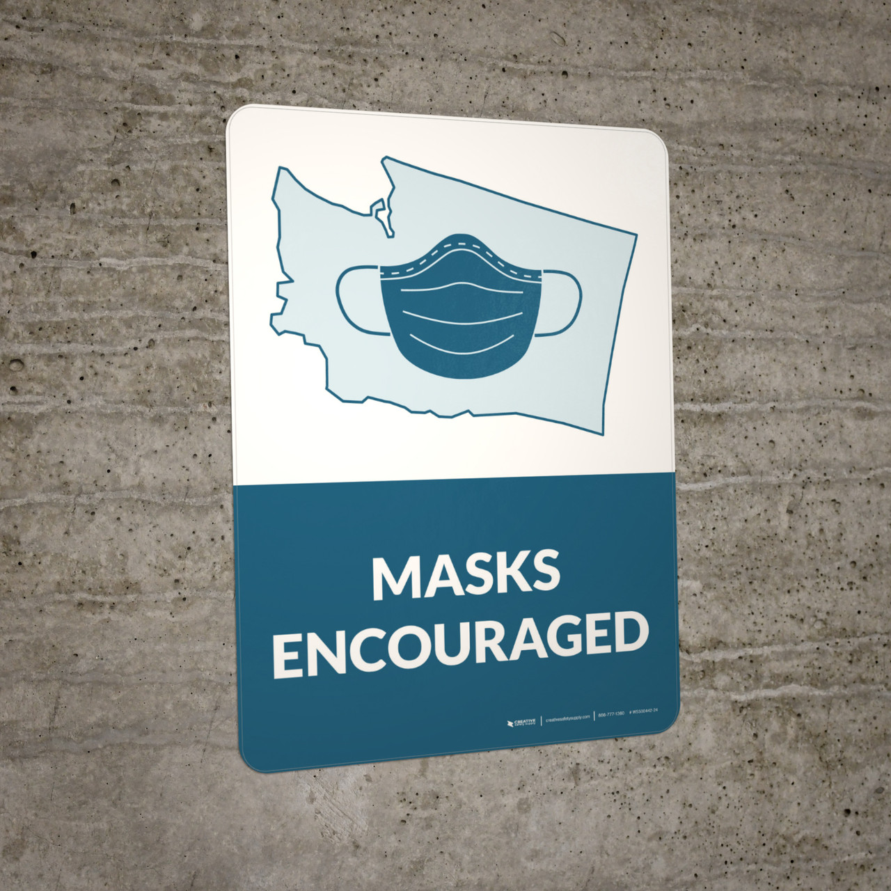 Masks Encouraged Washington State Outline - Wall Sign