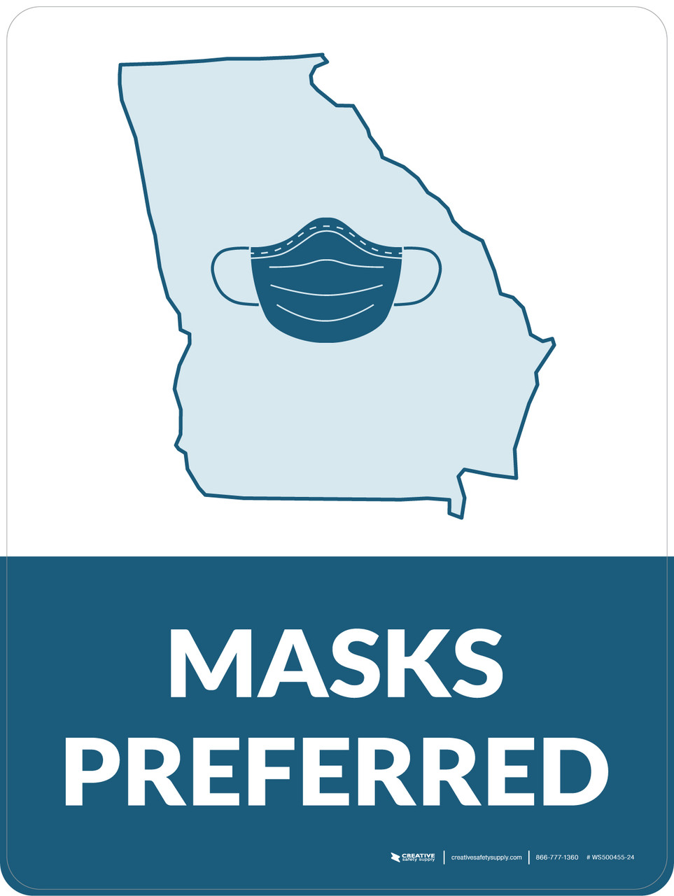 Masks Preferred Georgia State Outline - Wall Sign