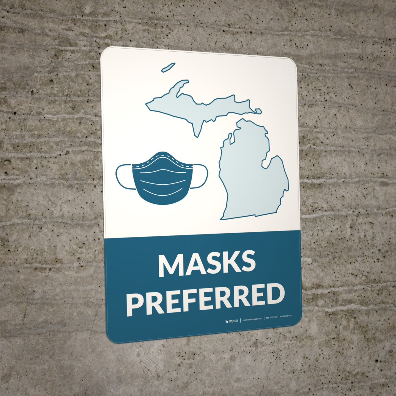 Masks Preferred Michigan State Outline - Wall Sign