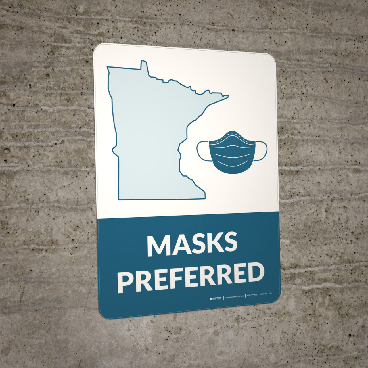 Masks Preferred Minnesota State Outline - Wall Sign