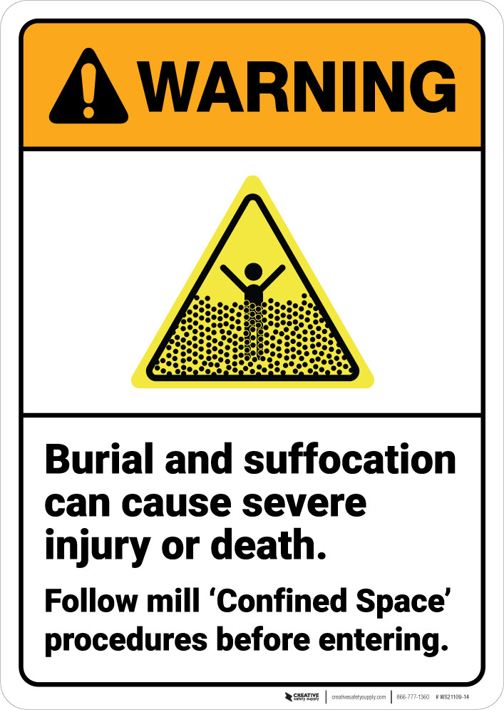Warning: Burial Suffocation Can Cause Severe Injury Or Death - Wall Sign