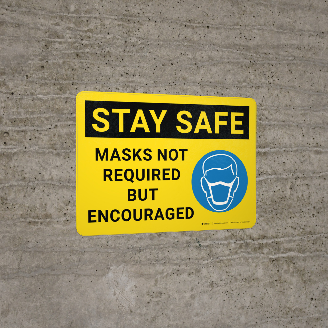 Stay Safe: Masks Not Required But Encouraged With Icon - Wall Sign
