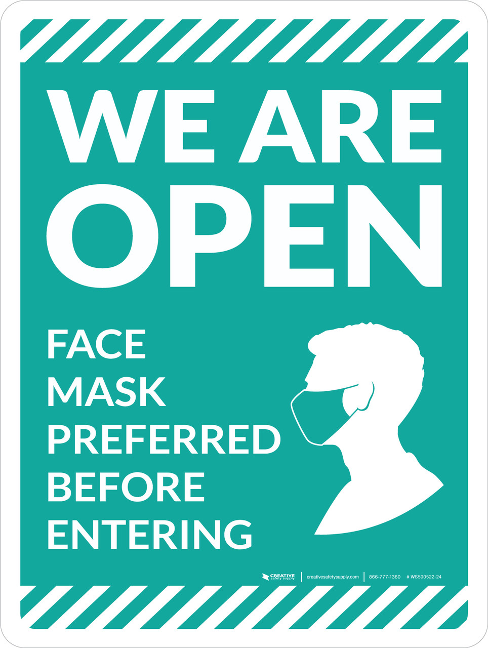 We Are Open Face Mask Preferred Before Entering - Wall Sign