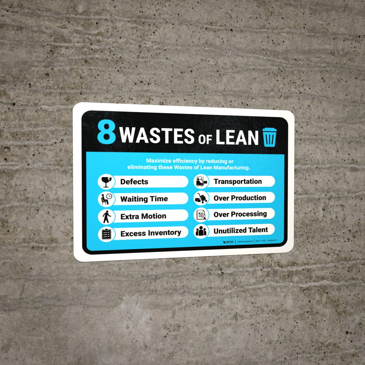 8 Wastes Of Lean Landscape - Wall Sign