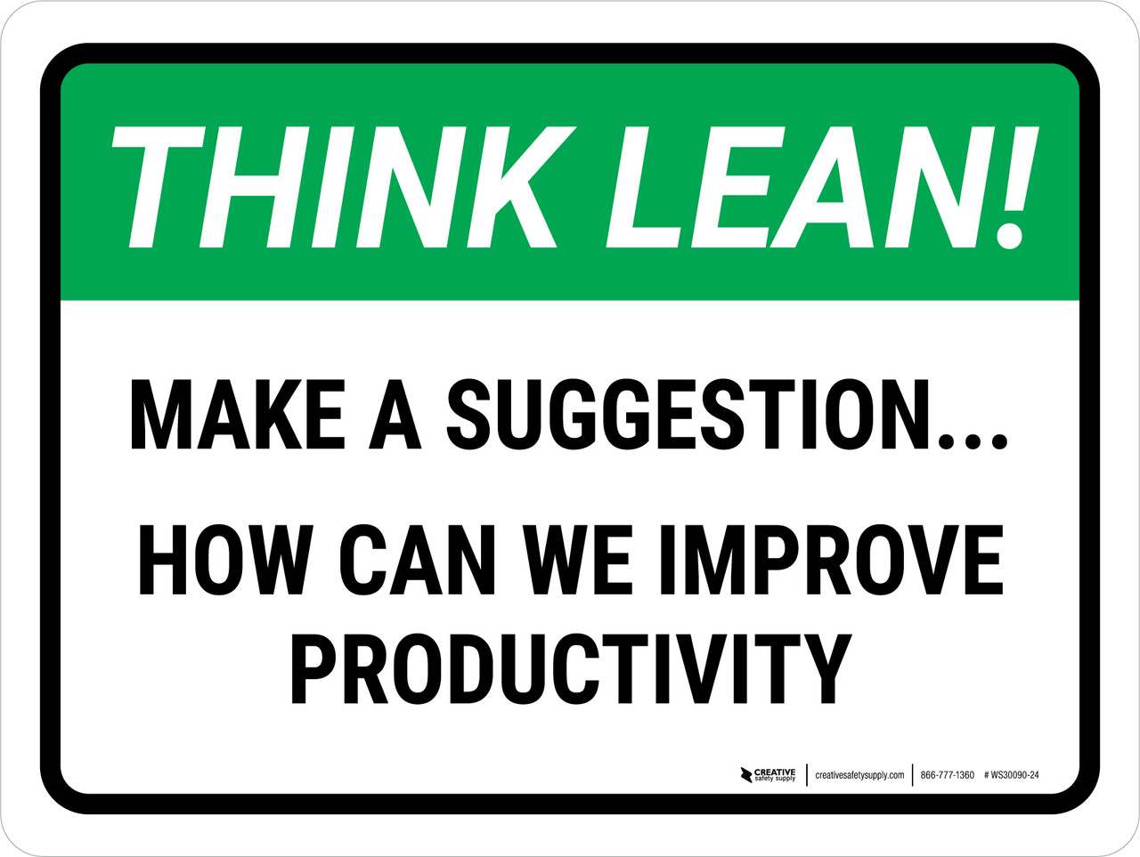 Think Lean: Make a Suggestion Landscape - Wall Sign