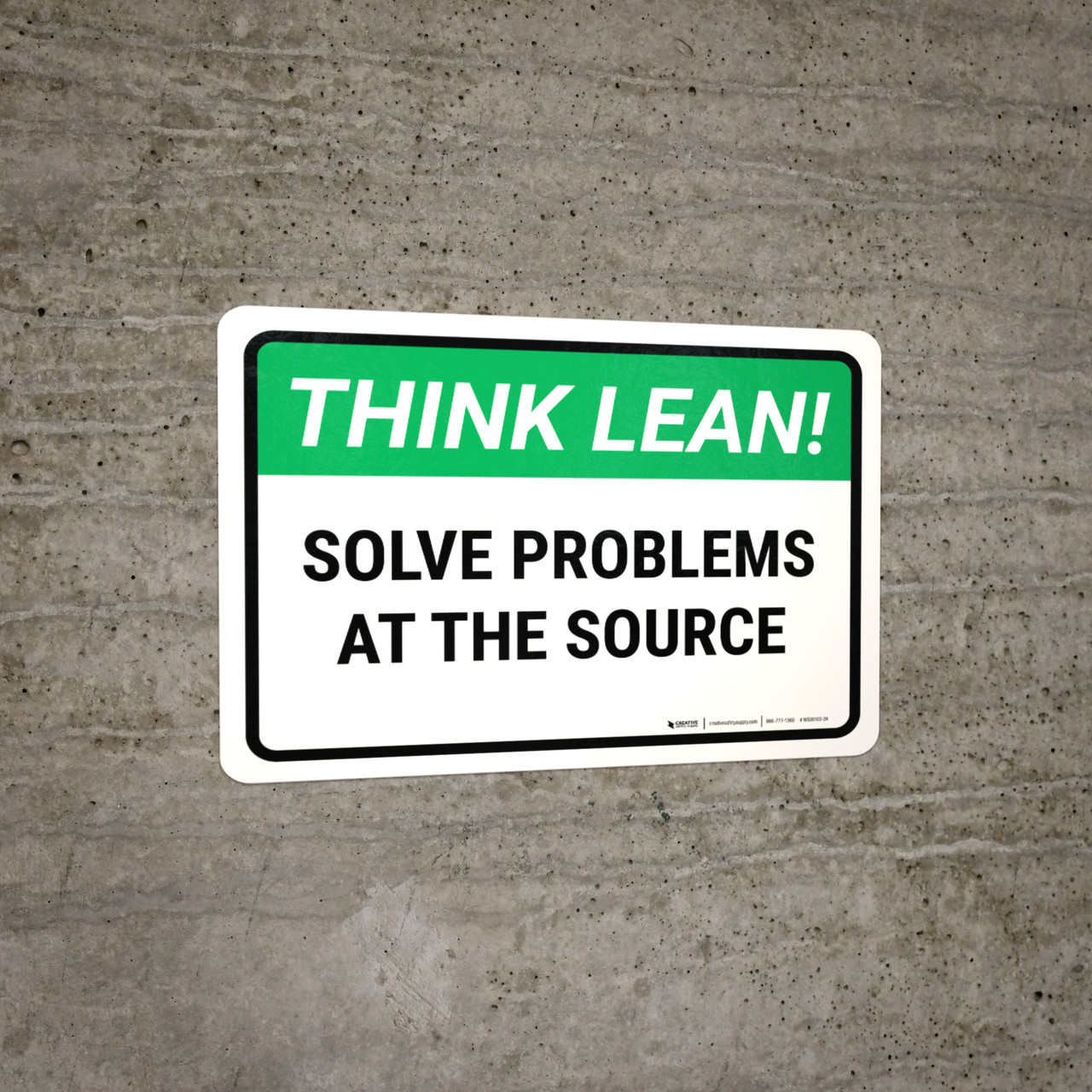 Think Lean: Solve Problems at the Source Landscape - Wall Sign