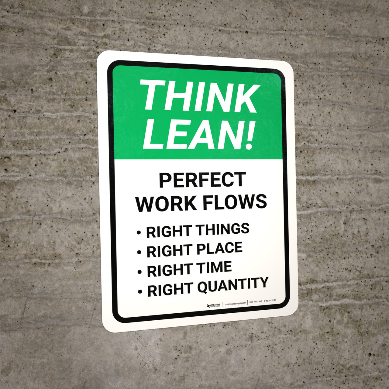 Think Lean: Perfect Work Flows Portrait - Wall Sign
