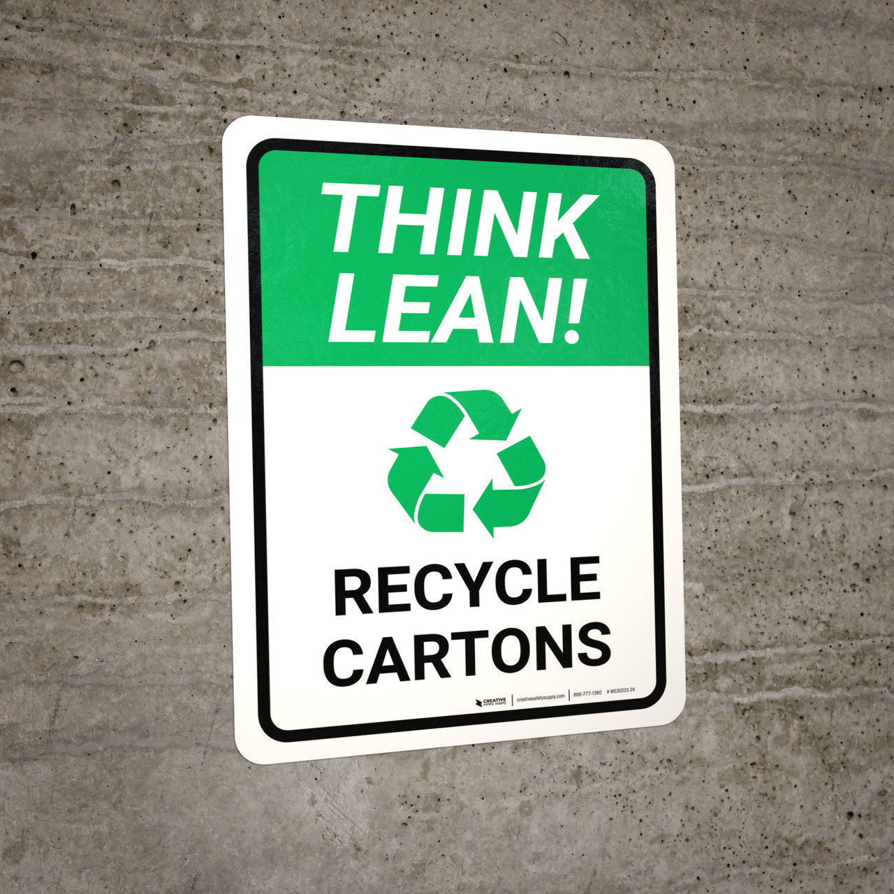 Think Lean: Recycle Cartons Portrait - Wall Sign