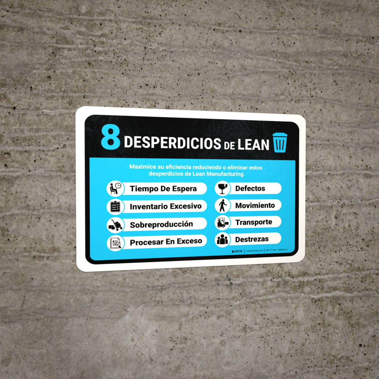 8 Wastes Of Lean Spanish Landscape - Wall Sign | Creative Safety Supply