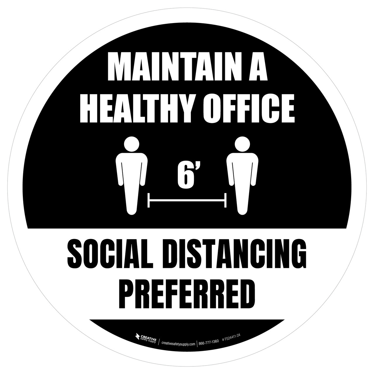 Maintain A Healthy Office Social Distancing Preferred Black/White ...