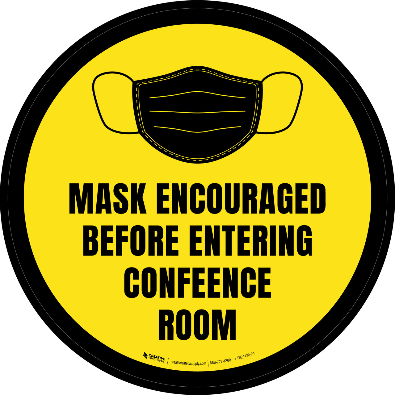 Mask Encouraged Before Entering Conference Room Yellow - Floor Sign