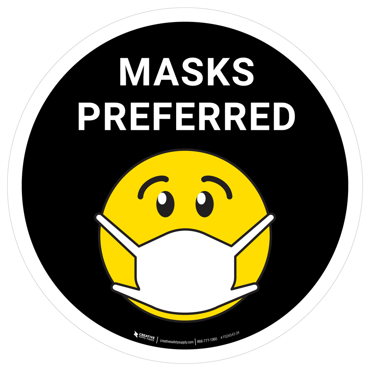 Masks Preferred Black Round With Emoticon - Floor Sign | Creative ...