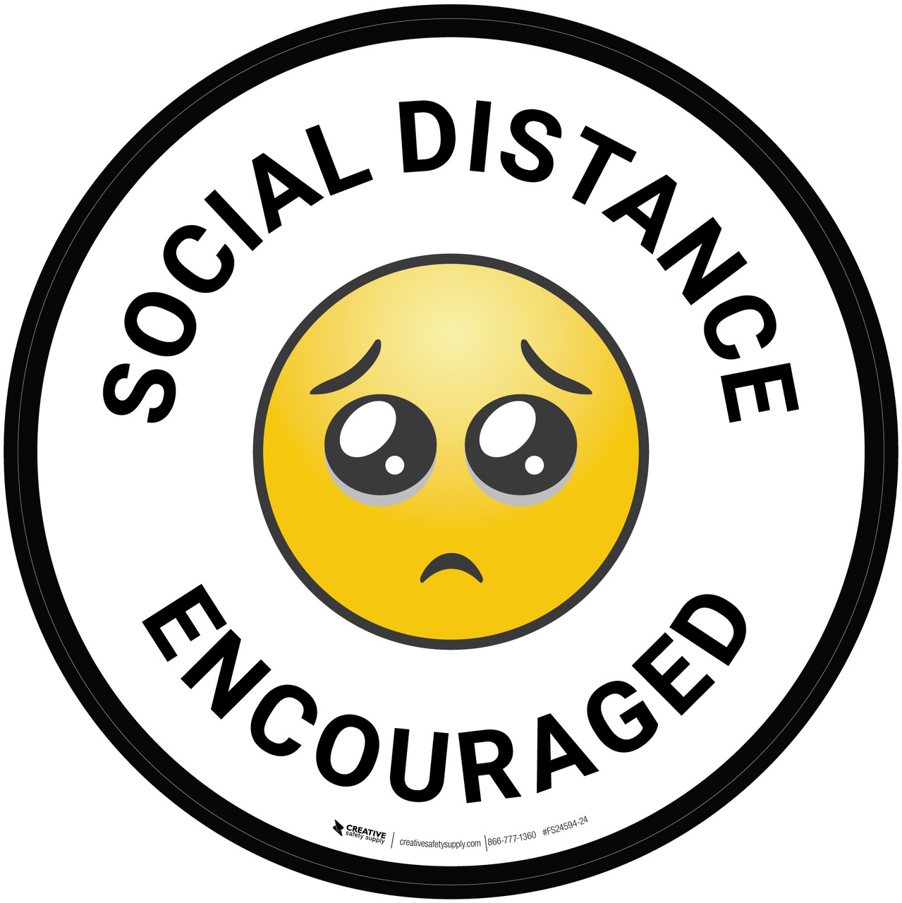 Social Distance Encouraged Round With Emoticon - Floor Sign | Creative ...