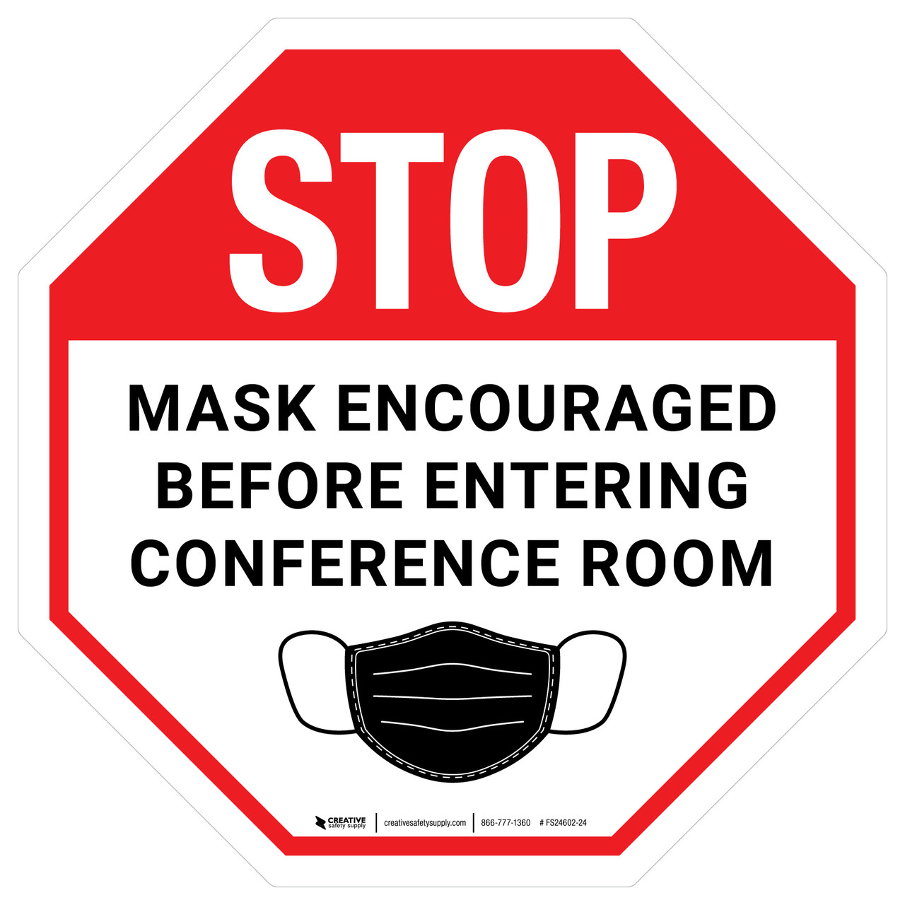 Stop: Mask Encouraged Before Entering Conference Room Circular - Floor ...